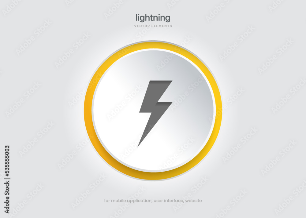 3d thunder bolt vector. Flash logo. Lightning icon push button ...