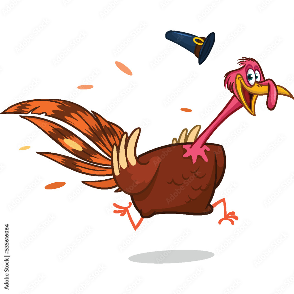 Cartoon happy cute thanksgiving turkey bird. Vector illustration ...