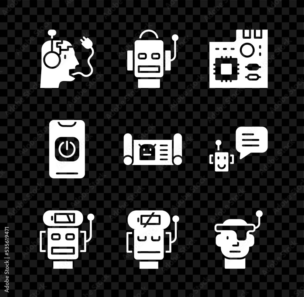 Set Robot charging battery, Motherboard digital chip, low charge, Smart ...