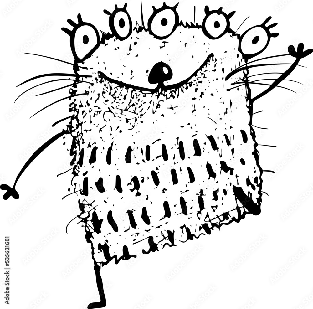 Adorable little monster creature for children, smiling playful creature ...