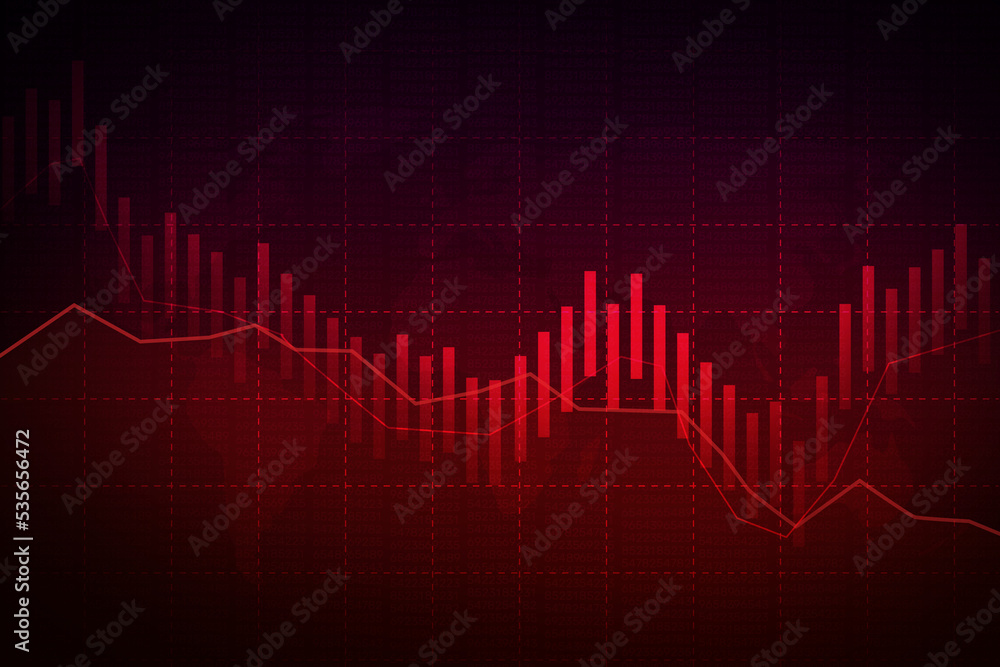 Ilustración de Stock Red graph going down showing stock market crash ...