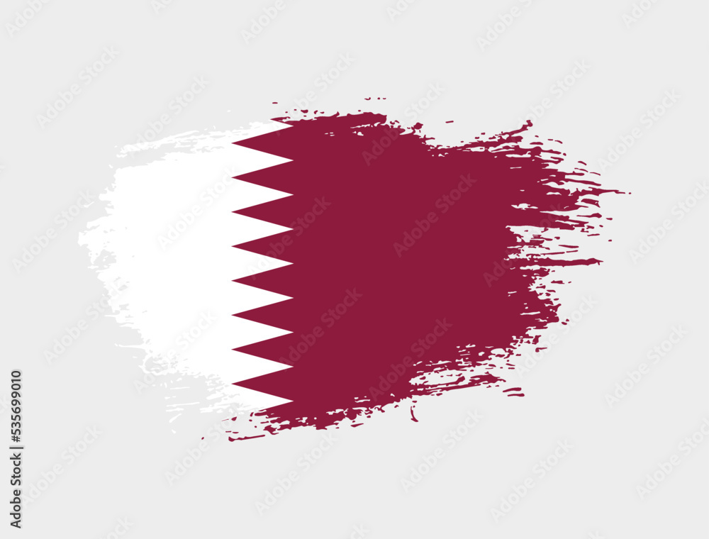 Classic brush stroke painted national Qatar country flag illustration ...