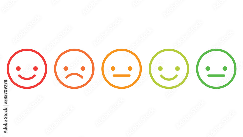 Feedback emoticon emoji smile icon vector. Set faces scale feedback ...