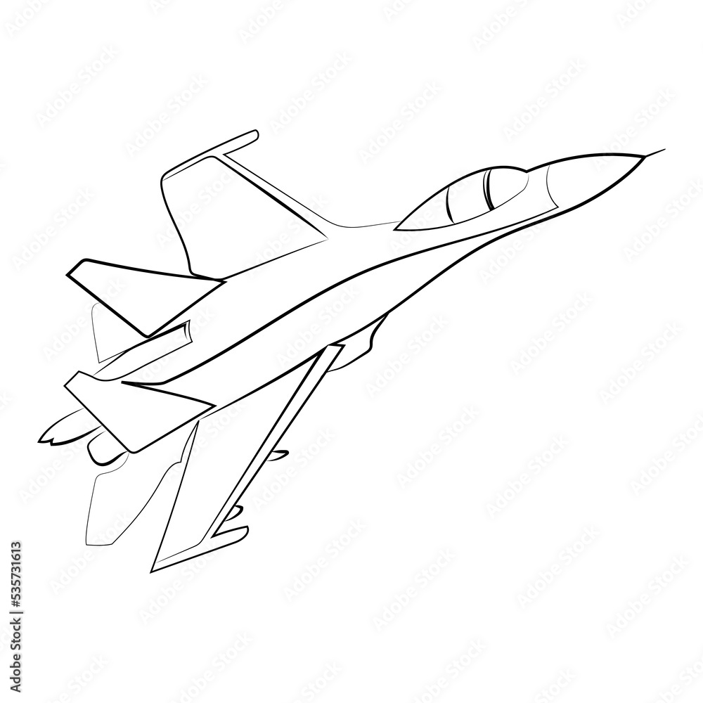 Sukhoi Su-27 Flanker Minimalist line drawing vector illustration ...
