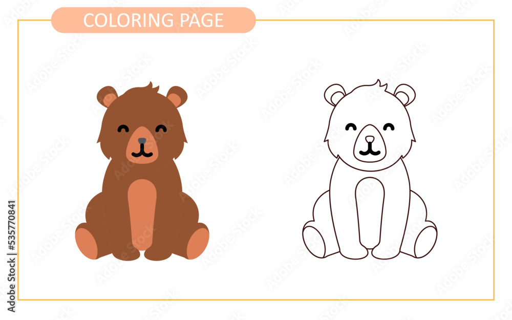 Vetor Coloring page of bear. educational tracing coloring worksheet for ...