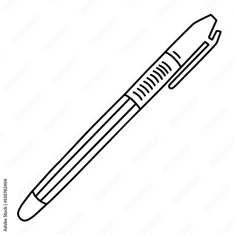 Pen doodle icon, vector illustration of ballpoint pen, writing and ...