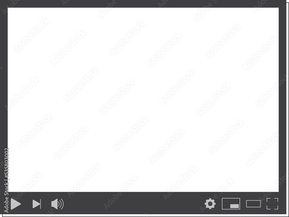 Ilustración de Stock video player frame template with blank screen ...