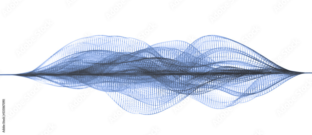 Blue abstract wireframe sound waves, visualization of frequency signals ...