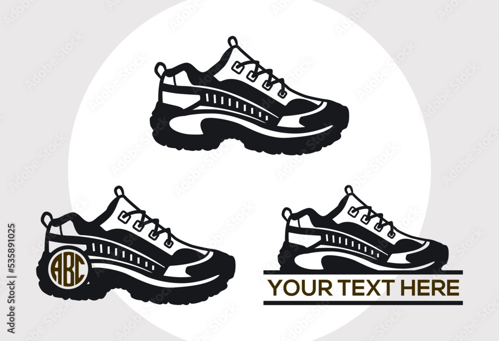 Sneakers SVG Monogram, Sneakers Svg, Shoes Svg, Running Shoes Svg ...