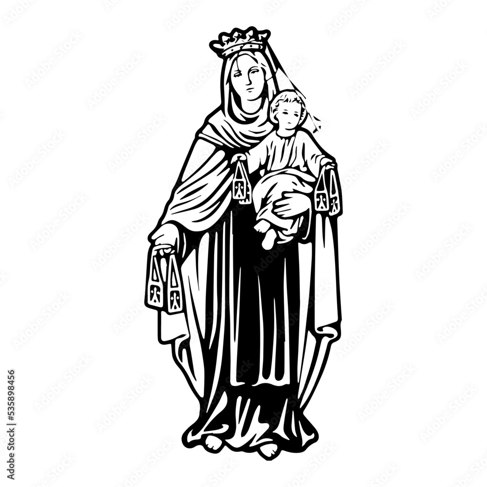 Illustration of Our Lady of Mount Carmel, or Virgin of Carmel, is the ...
