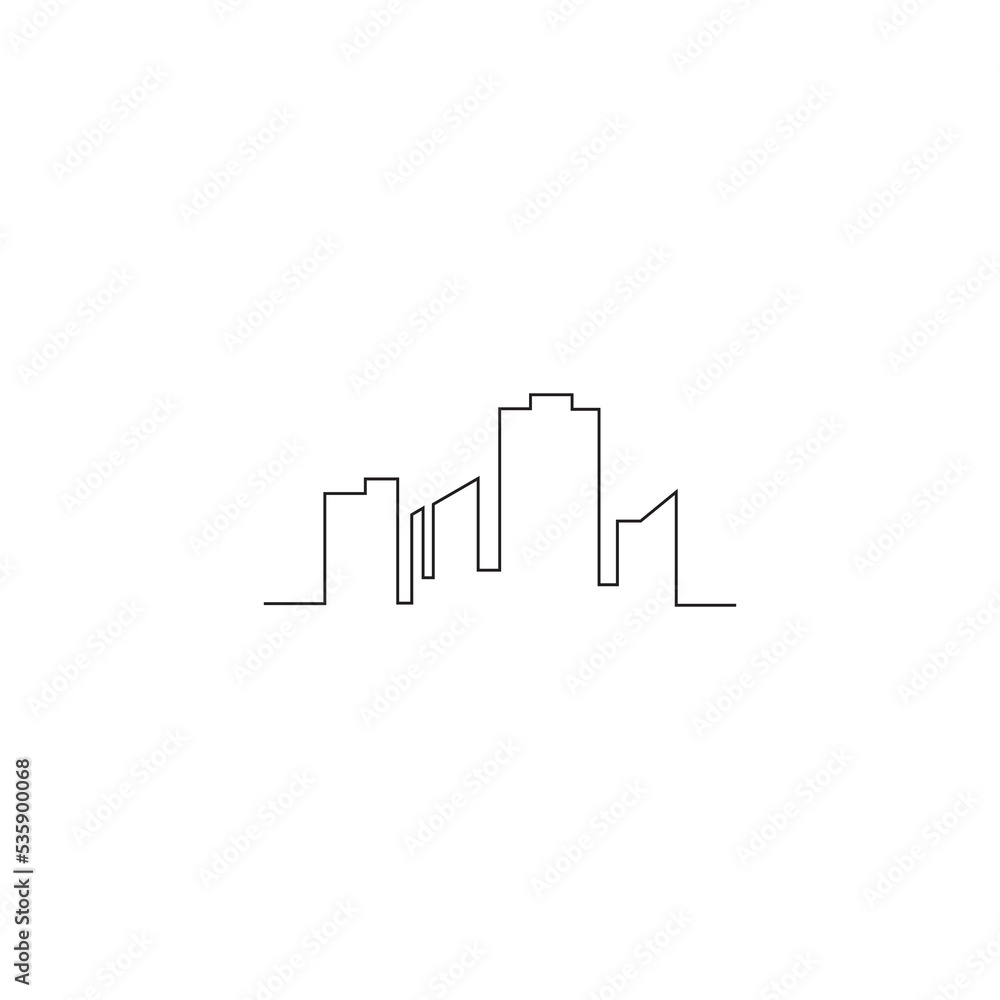 continuous line drawing residential building concept logo symbol ...