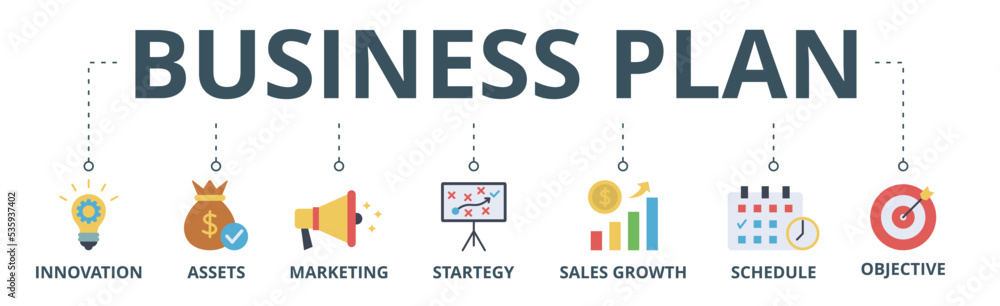 Business plan banner web icon vector illustration concept with icon of ...