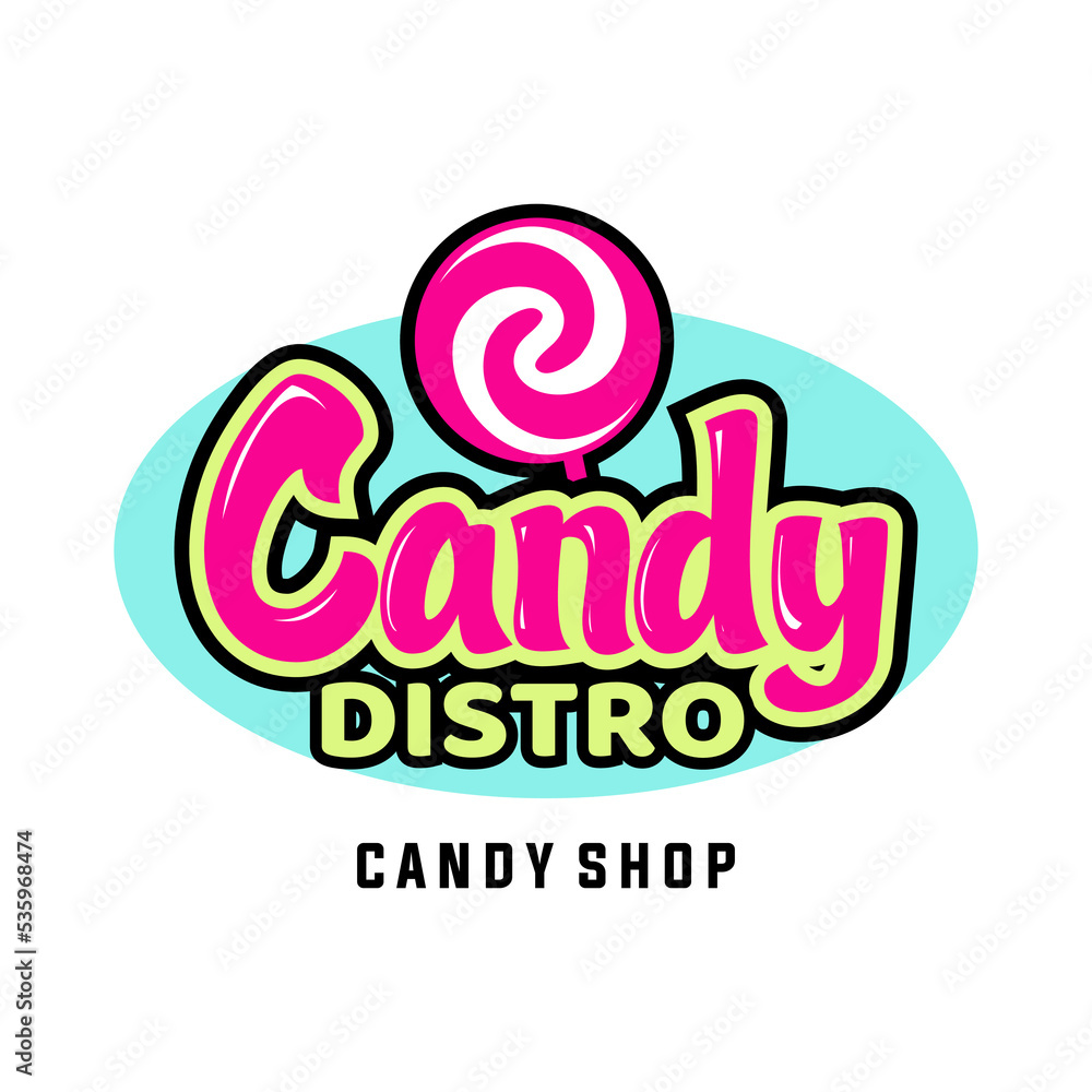 candy sweet vector graphic template. candy shop logo in label emblem ...
