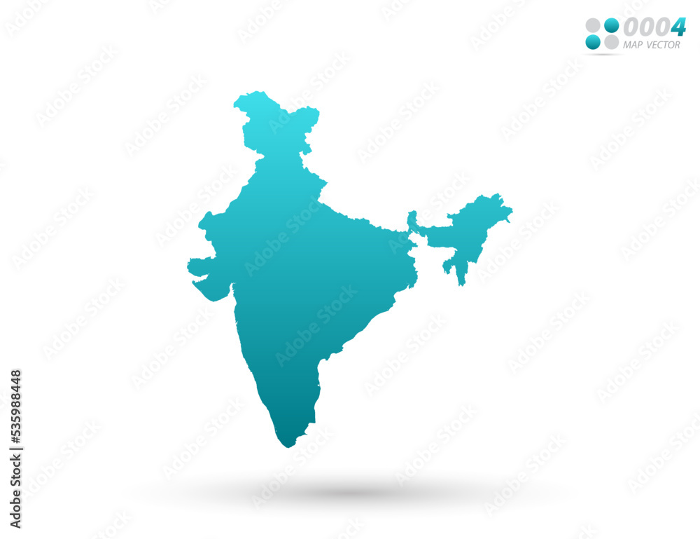 Vector blue gradient of India map on white background. Organized in ...