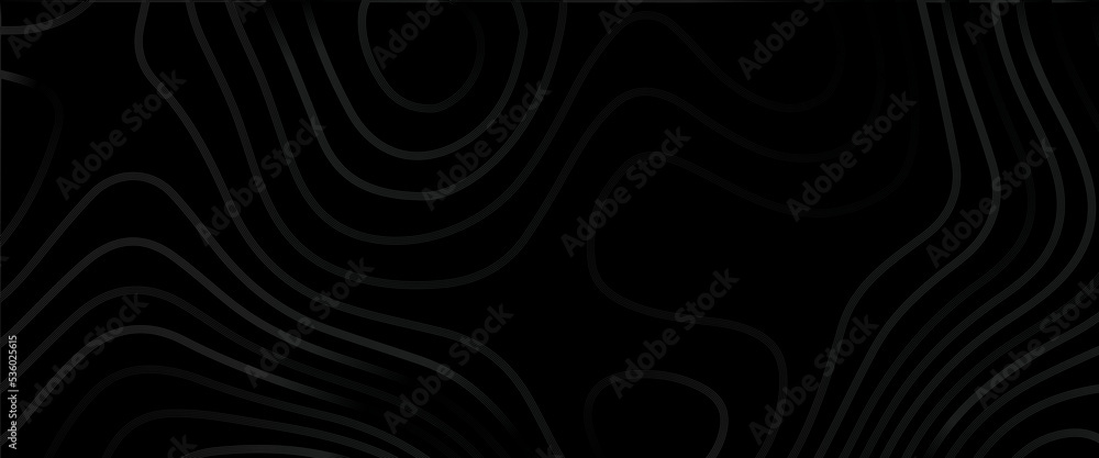 Dark background with black topo, luxury black abstract line art ...