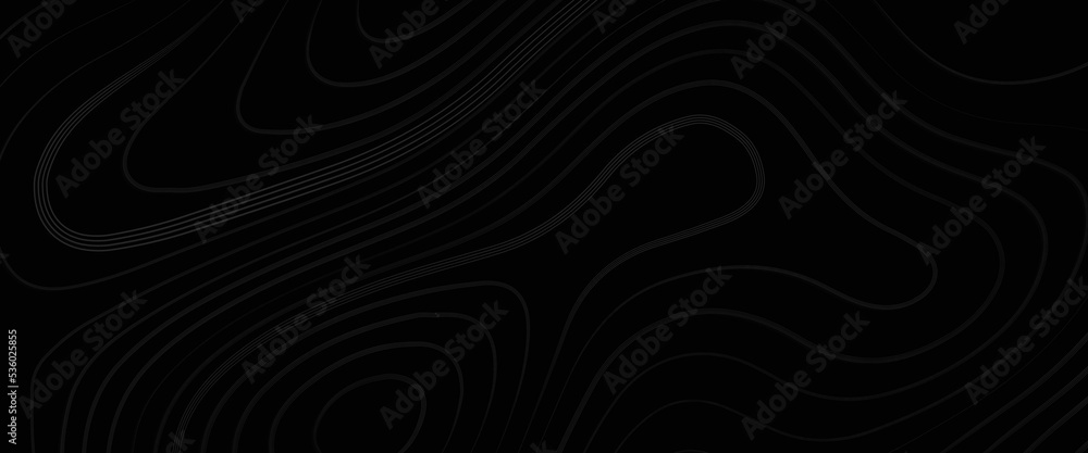 Dark background with black topo, luxury black abstract line art ...