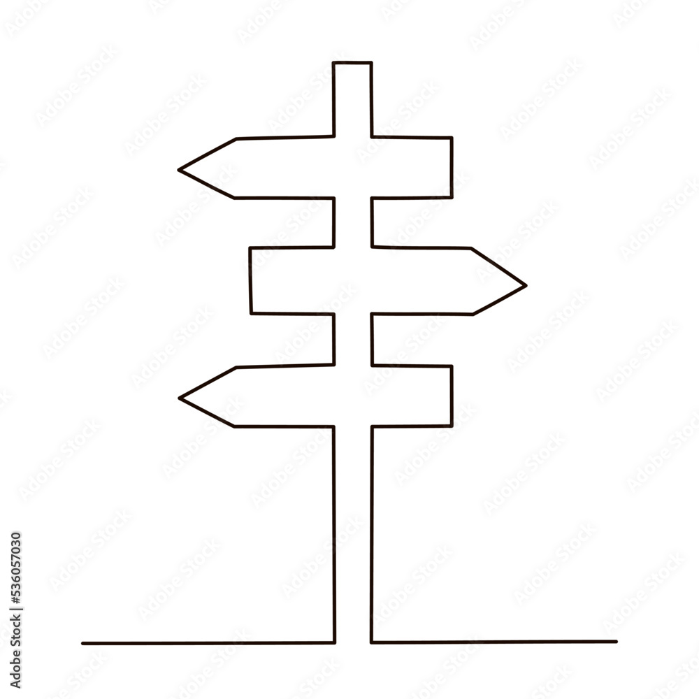 Road Sign Left and Right three Arrows Continuous Line Drawing in One ...