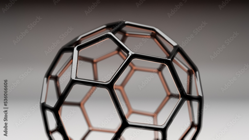 Buckminsterfullerene C60 Molecule model, allotrope of fullerene carbon ...