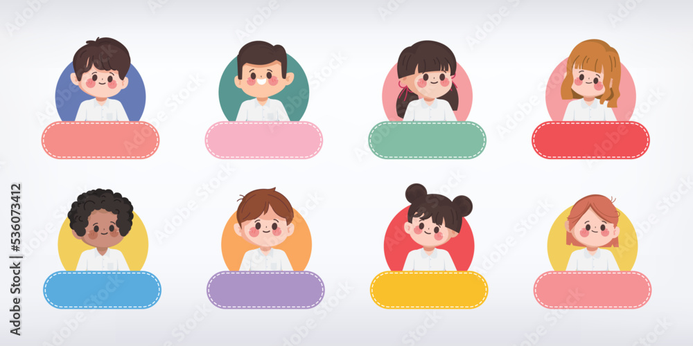 Cute cartoon student with banner of student profile. Graphic resource ...