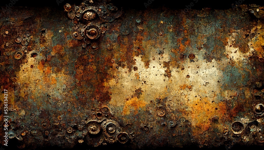 sci-fi steampunk rusty wall background machinery texture design Stock ...
