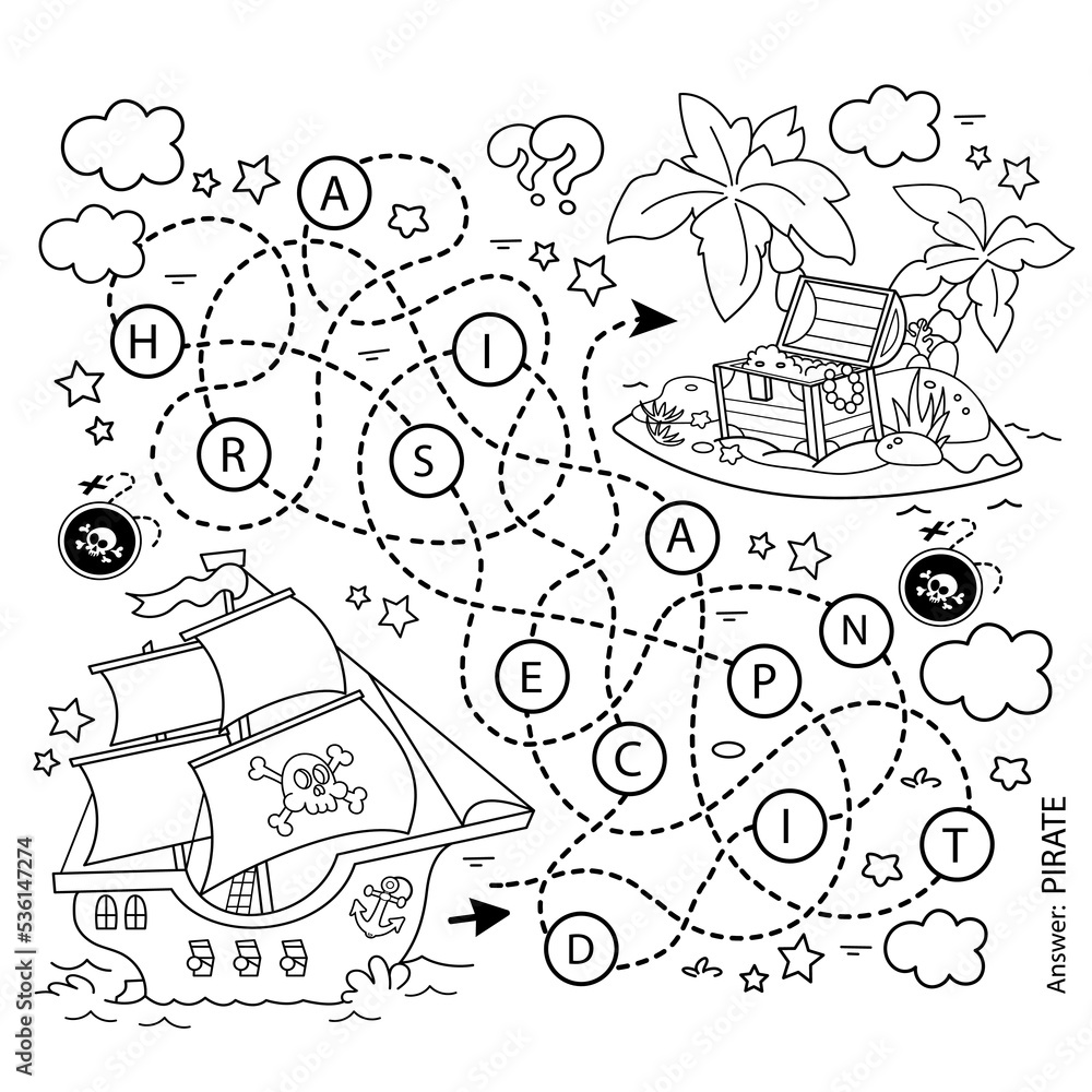 Maze or Labyrinth Game. Puzzle. Tangled road. Coloring Page Outline Of ...