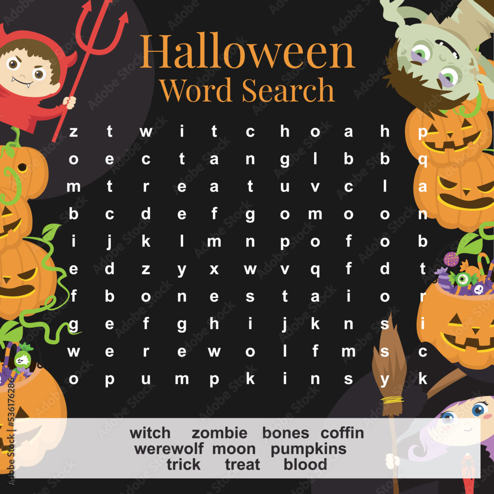 Halloween Word Search worksheet. Educational worksheet for preschool ...