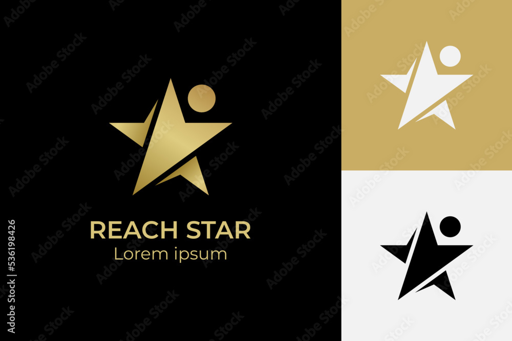 golden people reach star success logo design. reaching stars kids logo ...