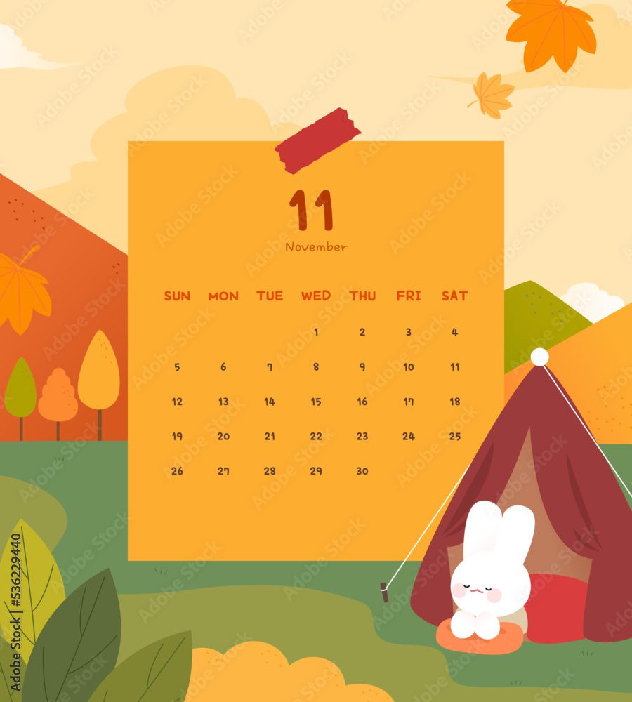 2023 Rabbit Calendar Illustration Set Stock Vector | Adobe Stock