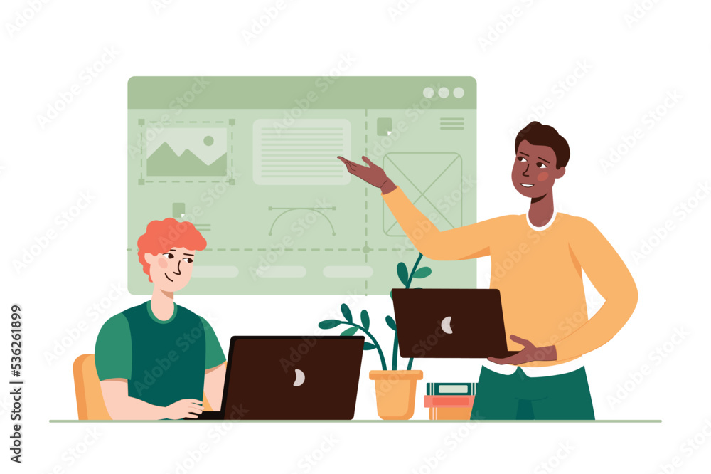 Green concept ui ux design with people scene in the flat cartoon design ...