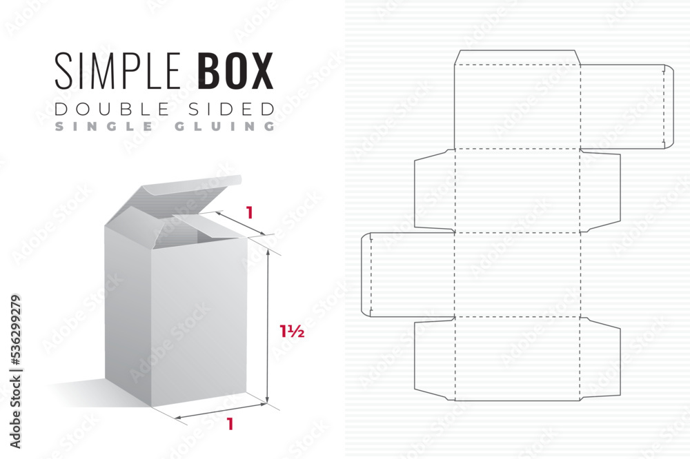 Simple Packaging Box Die Cut Double Sided One and a Half Height ...