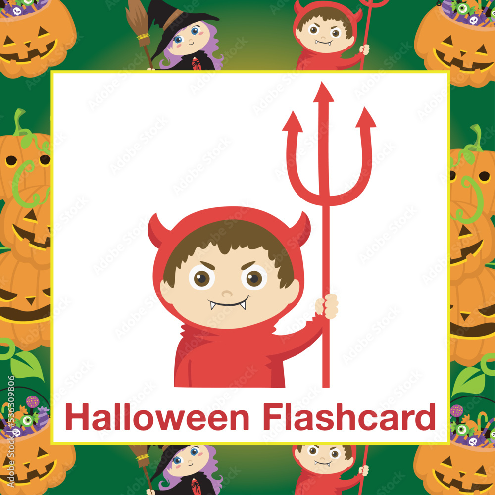 Halloween Flashcards for Children. Ready to print. Printable game card ...