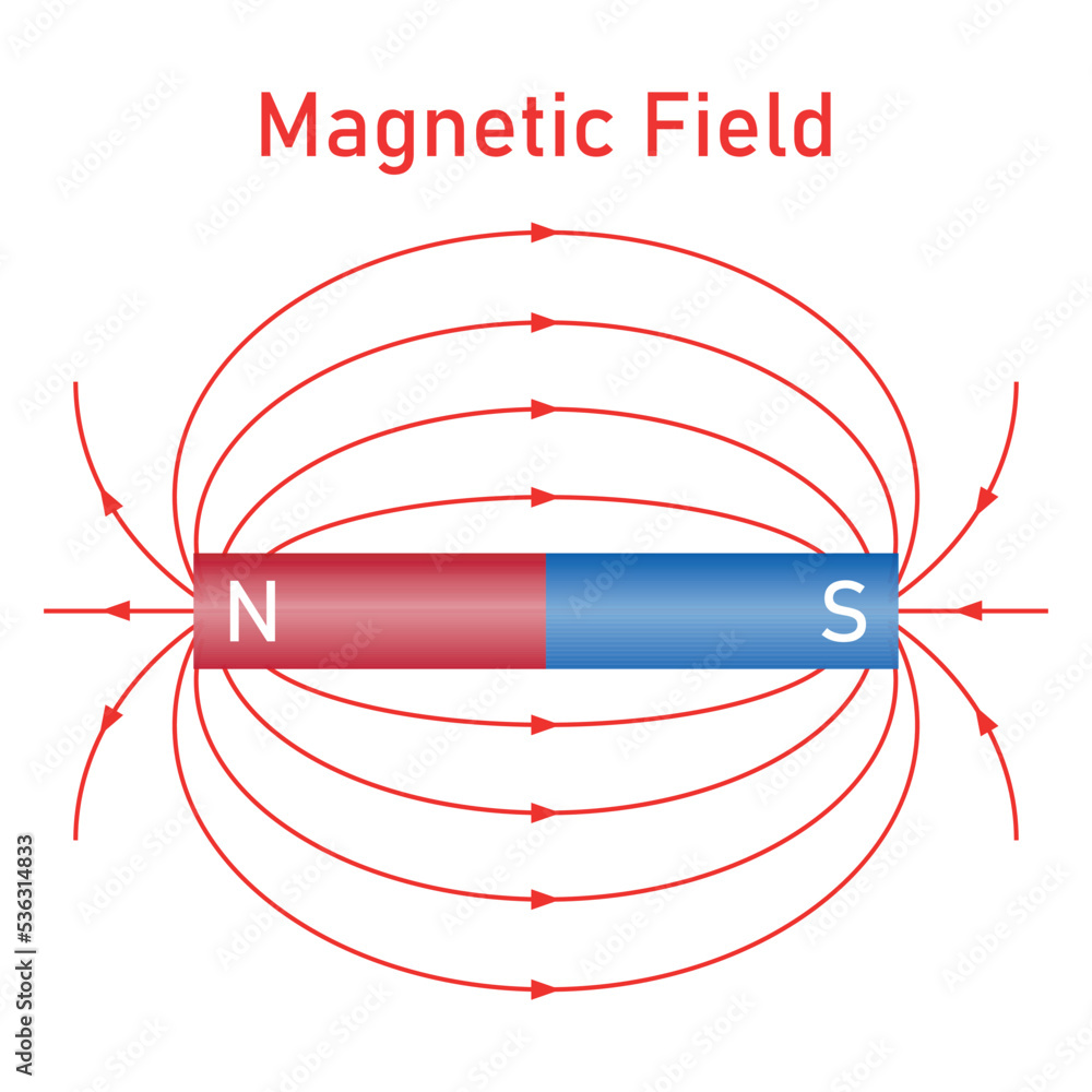 Magnetic field of a bar magnet diagram. scientific vector illustration ...