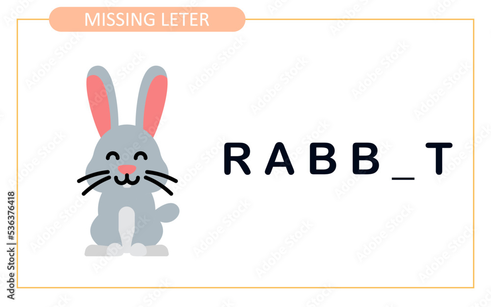 Find missing letter with rabbit spelling. spelling game for kids ...