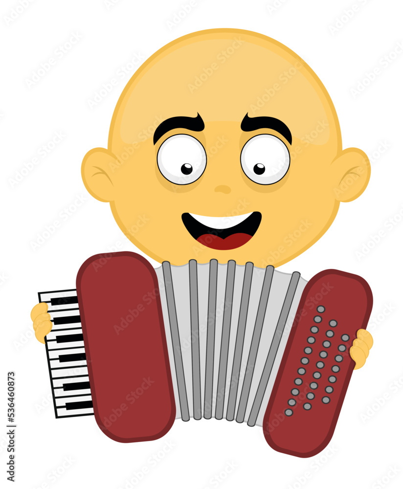 Vector illustration of yellow cartoon character emoticon playing an ...
