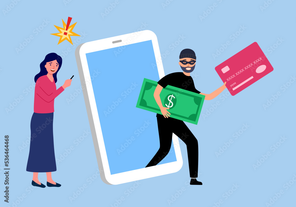 Credit card online payment scam concept. Internet hacker stealing money ...