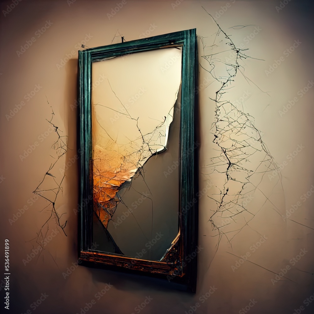 Broken Cracked Mirror - Digital Art, 3D Render, Concept Art Stock ...