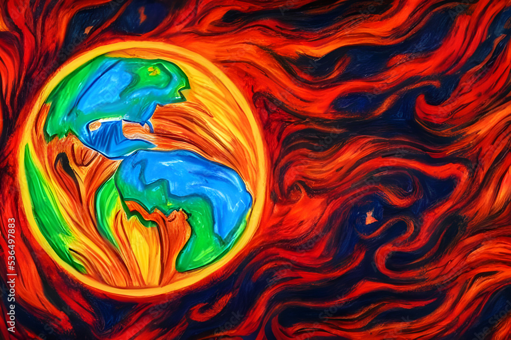 Planet Earth of Solar system explosion in the outer space. Humanity end ...