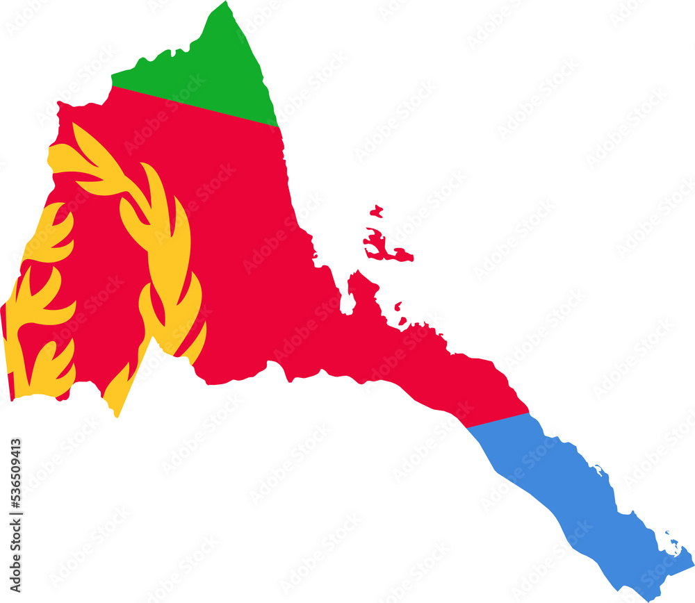 Eritrea Map Flag. Eritrean Border Boundary Country Shape Nation National Outline Atlas Flag Sign ...
