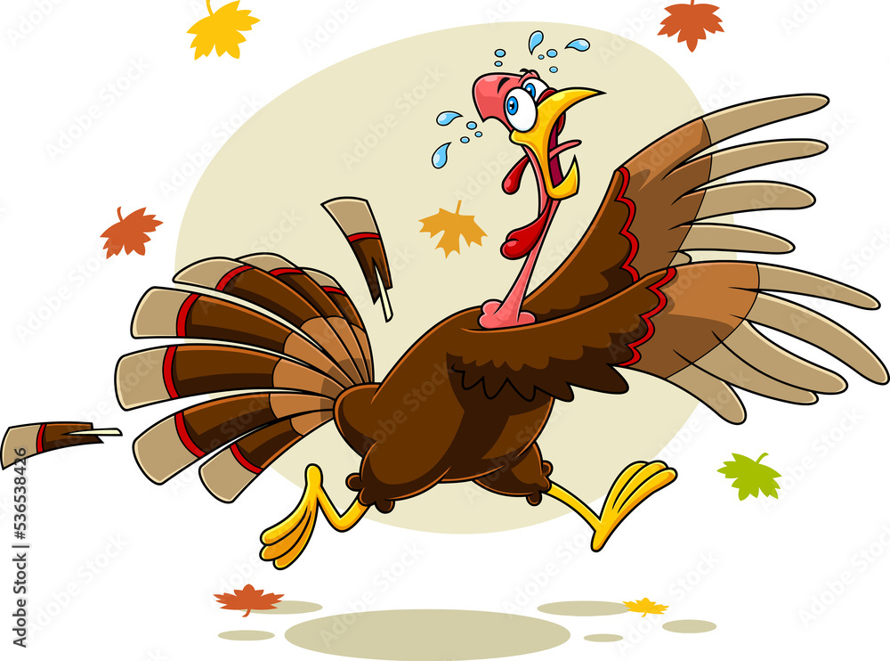 Scared Turkey Cartoon Characters Running. Hand Drawn Illustration ...