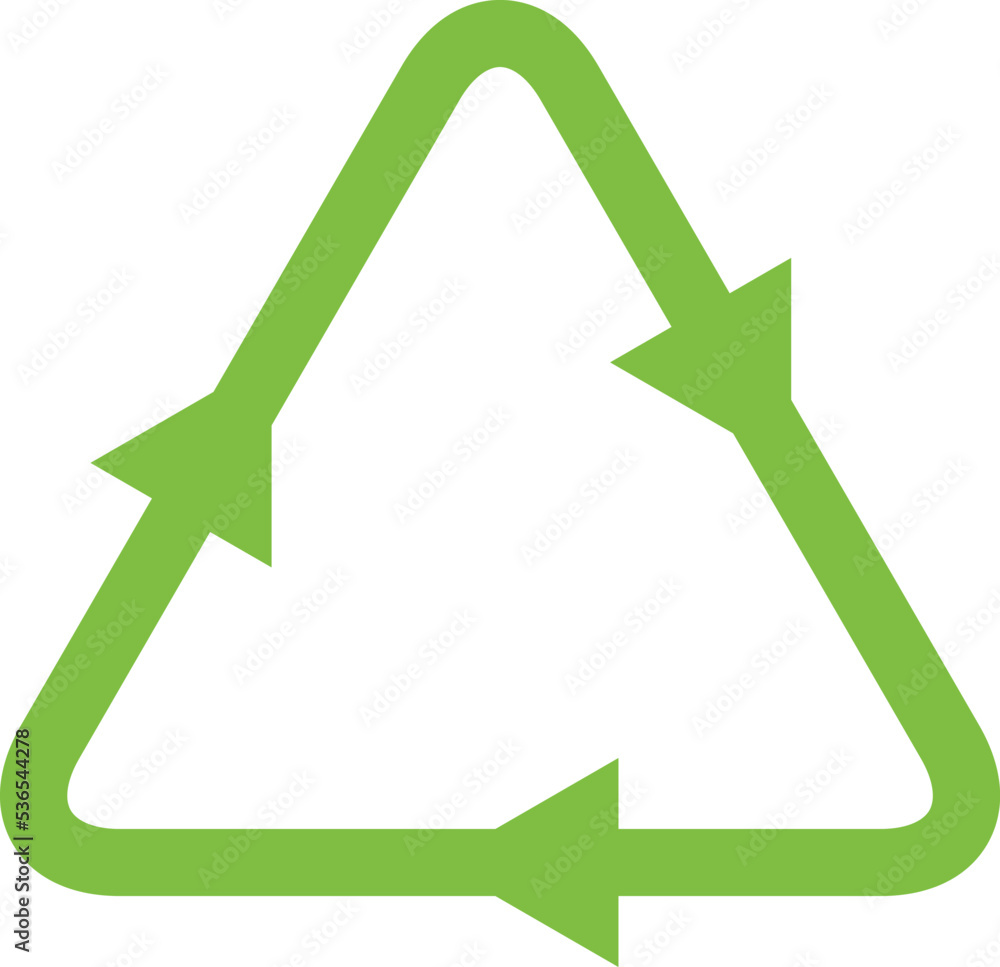 Recycle triangle arrow symbols set vector illustration. Green solid ...