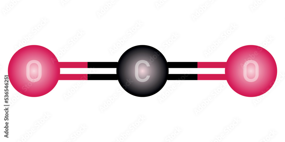Lewis structure of carbon dioxide (CO2) Stock Vector | Adobe Stock
