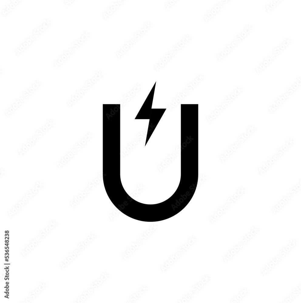 black magnetic U symbol. Attract physics symbol. U-shaped magnet ...