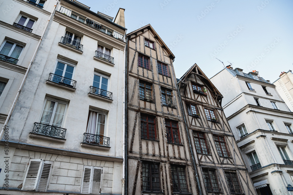Old medieval style timber framed house in Paris situated in the heart ...