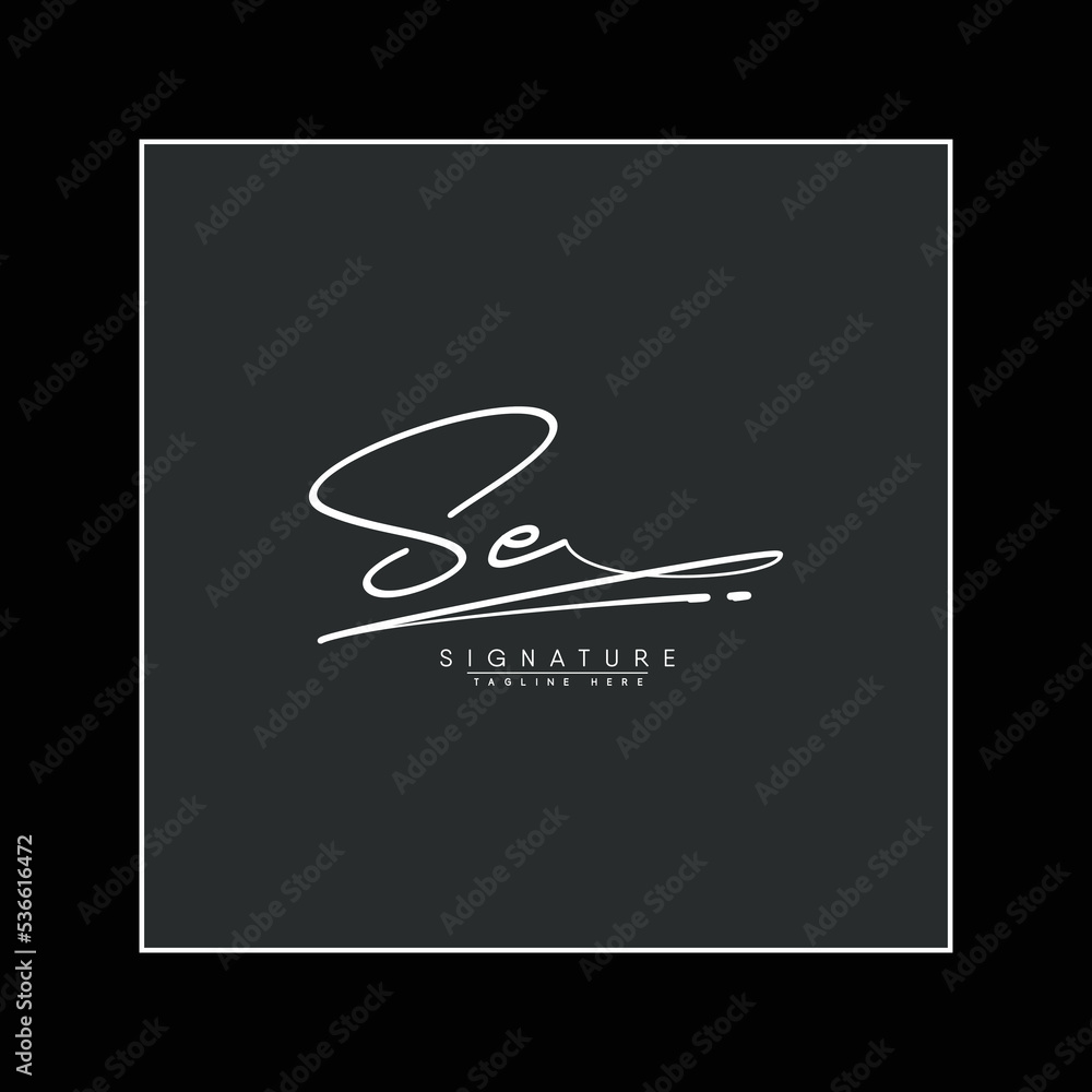 Initial Signature Logo for Letter SE - Vector Logo Template in ...