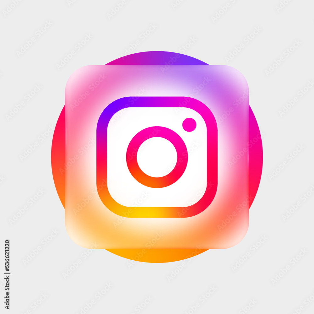 instagram logo. instagram icon in vector glassmorphism background with transparent glass ...