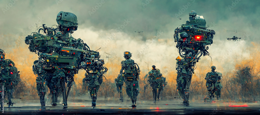 Stock-Illustration „Military artificial intelligence arms race to produce an AI enabled army ...