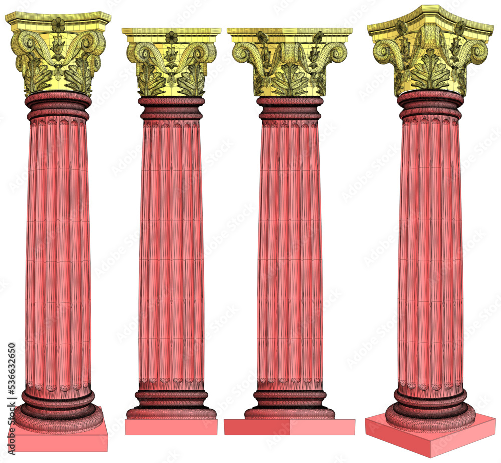 Corinthian Column Vector. Illustration Isolated On White Background. A ...