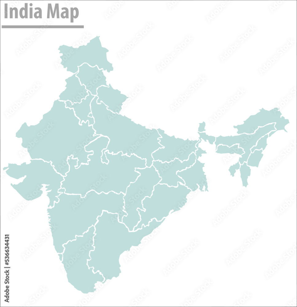 india map illustration vector detailed india map with regions 素材庫向量圖 | Adobe Stock