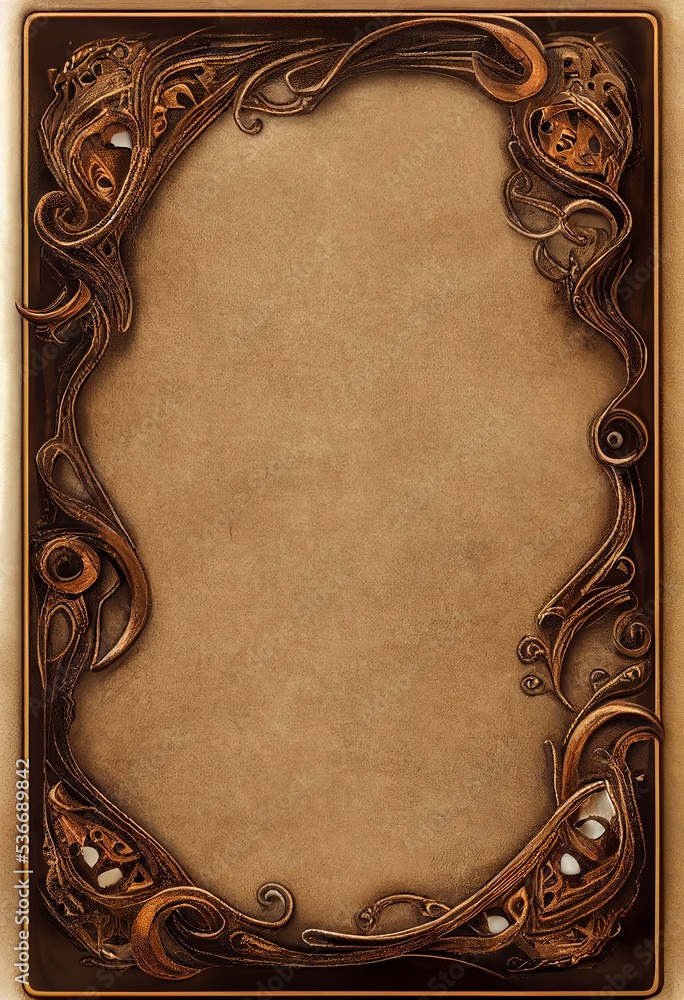 Fairy tale Fantasy card frame template design with wooden thorns and ...