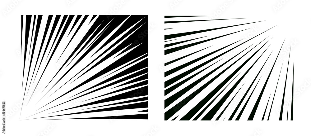 Manga motion radial lines. Anime action frame lines. Abstract explosive ...